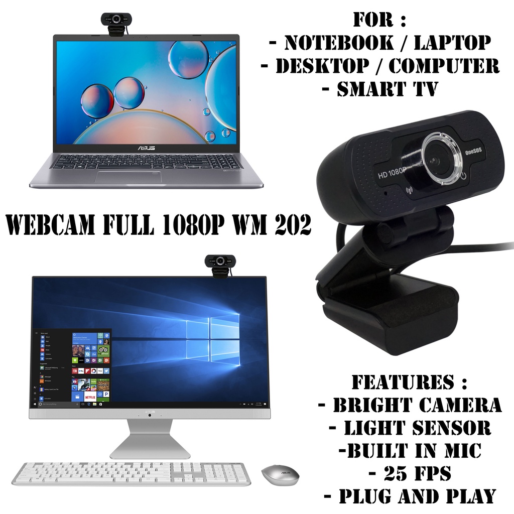 Jual Webcam HD 720P OneSOS HD 1080P Portable Camera Komputer Laptop ...