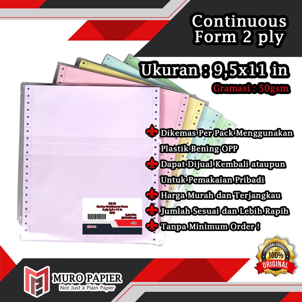 Jual ( PER PAK - ISI 50 ) Kertas Continuous Form 50 gsm 2 ply dan 2 ply ...