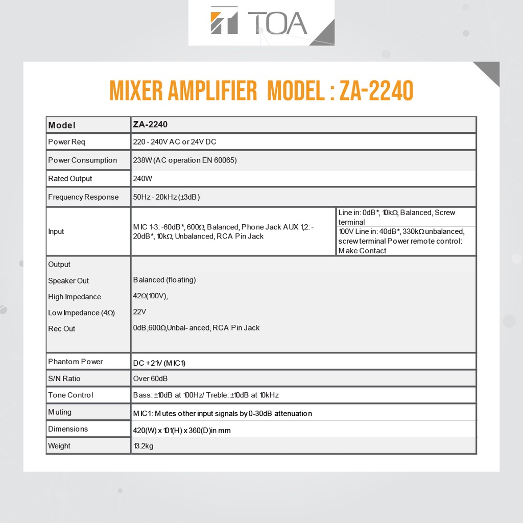Jual TOA Mixer Amplifier Model ZA2240 - Garansi Resmi | Shopee Indonesia