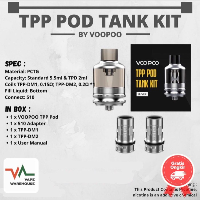 Jual VooPoo TPP Pod Tank | DRAG 3 Tank | DRAG Pod Original - Black ...
