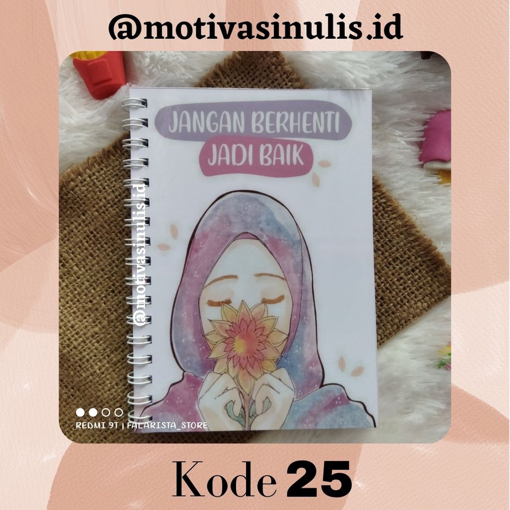 Jual Notebook Spiral Cover Motivasi Hijab Garis HITAM / Buku Catatan ...