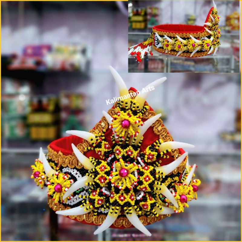 Jual Topi Taring /Hiasan Kepala Manik / Mahkota Manik Dayak Kalimantan ...