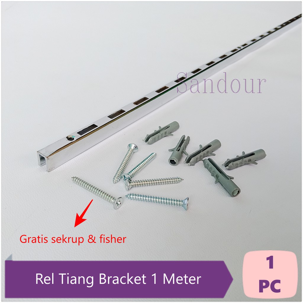 Jual Tiang Bracket Besi Rel Braket 1 Meter Untuk Rak Display Dinding ...