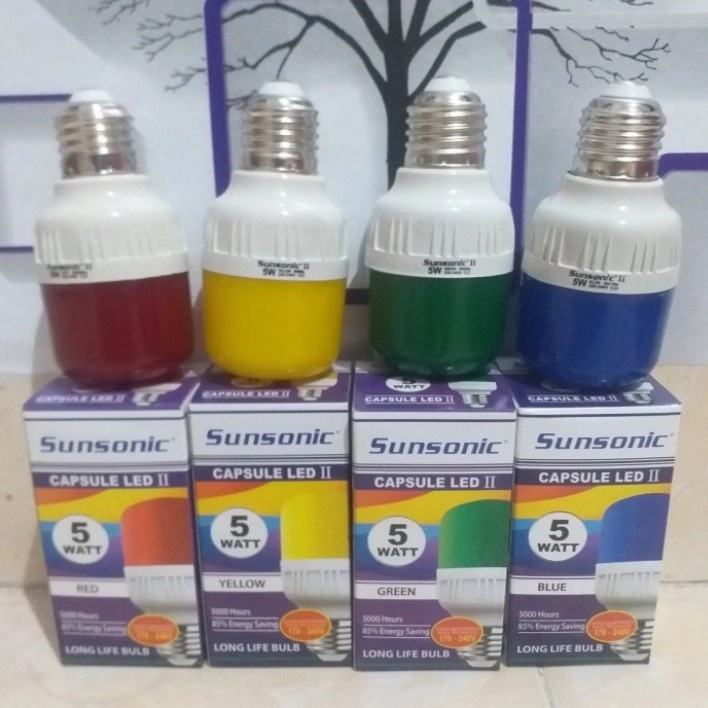 Jual SUNSONIC Lampu Capsule LED II Bohlam Warna Warni 5 Watt 5W | Shopee Indonesia