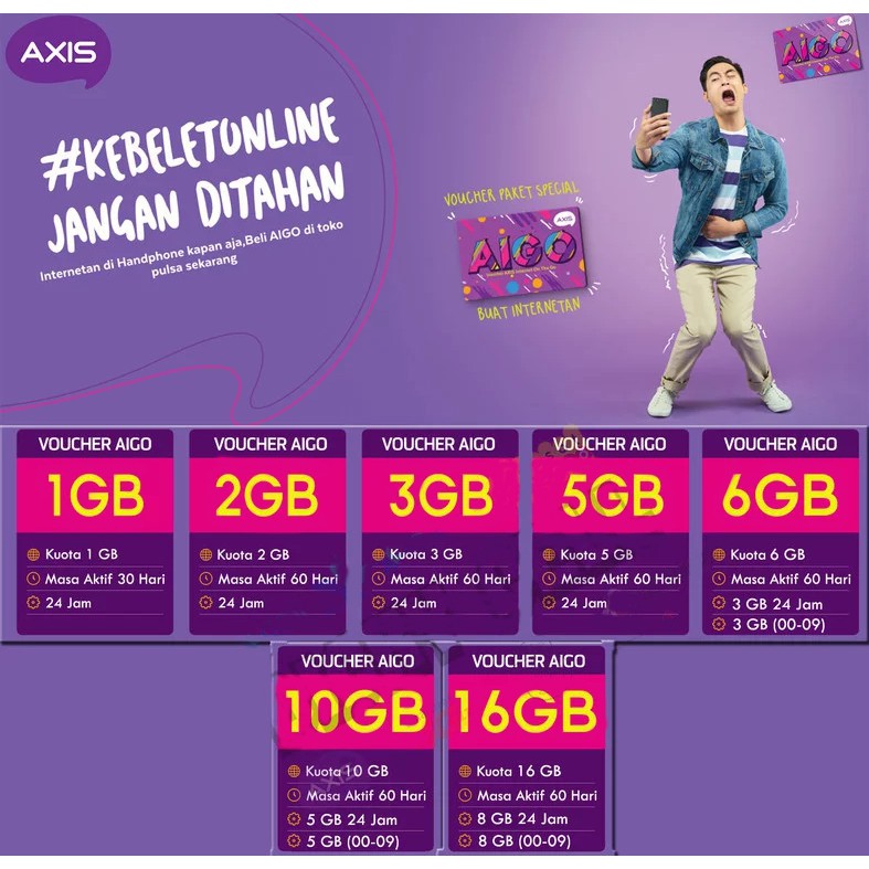 Jual Voucher AXIS AIGO MINI 0.5GB 1.5GB 2.5GB 3GB 5GB Jawa | Shopee ...