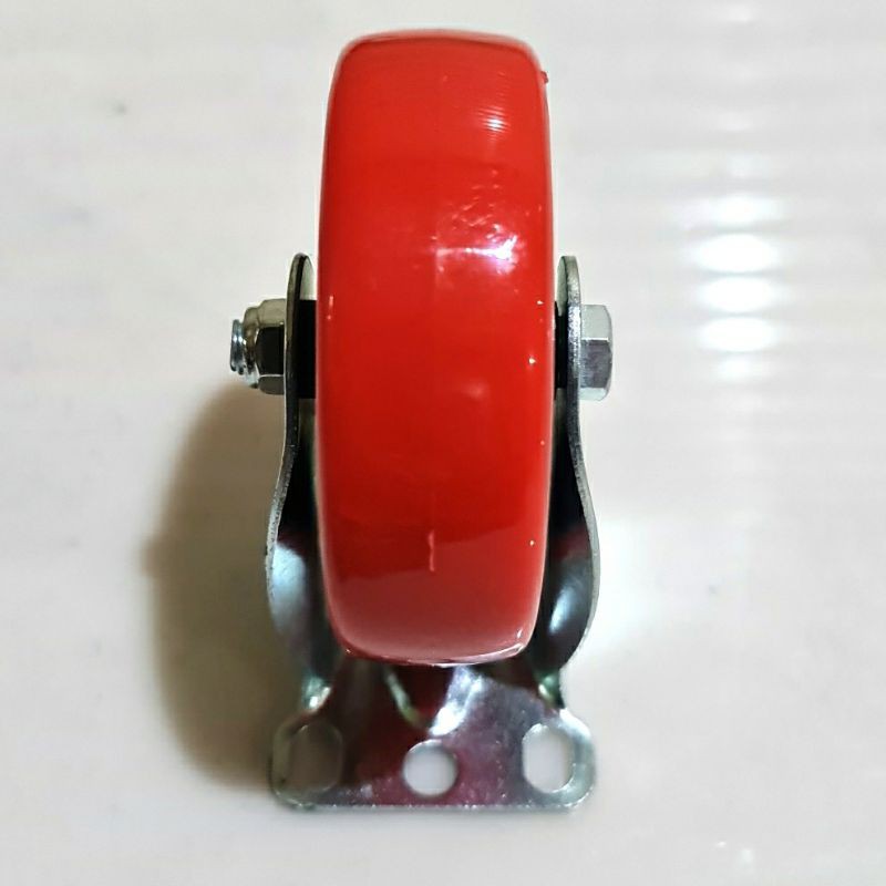 Jual Roda Troley Pu merah 4 inch Fixed ( mati ) | Shopee Indonesia
