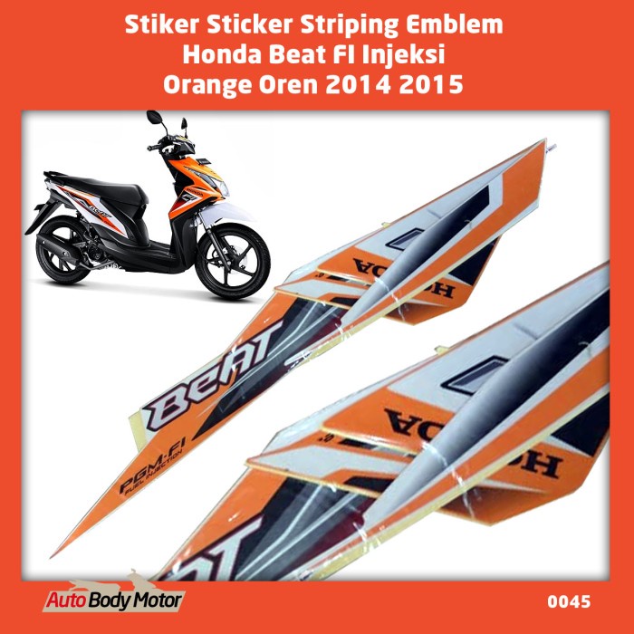 Jual Sticker Striping Honda Beat FI Injeksi Orange Oren 2014-2015 ...