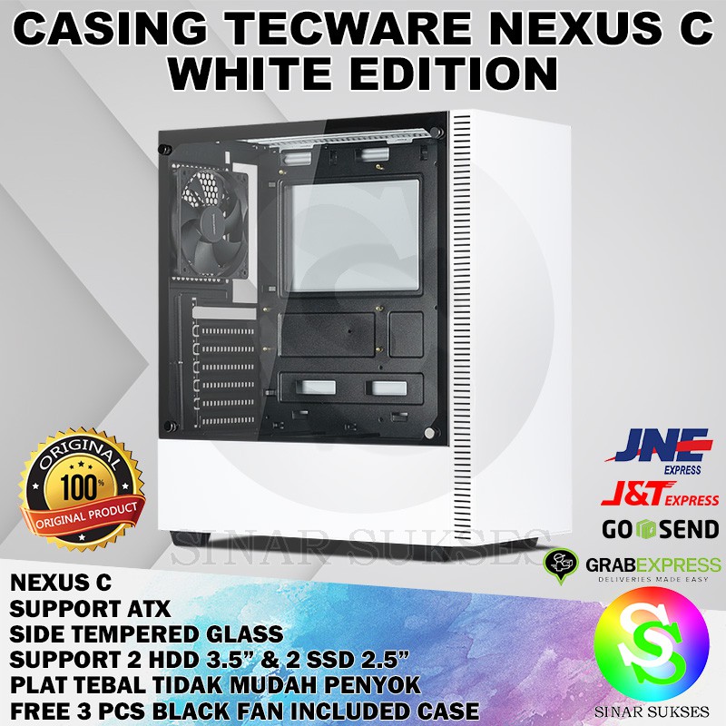 Jual CASING TECWARE NEXUS C TEMPERED GLASS MID TOWER ATX WHITE PUTIH ...