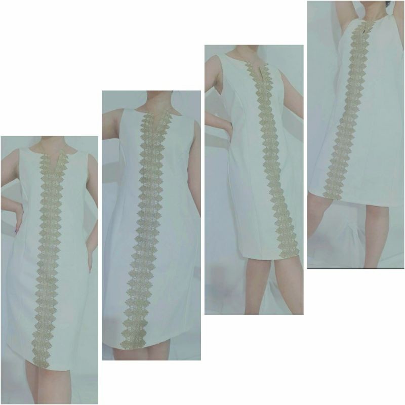 Jual dress kalijati putih rendah emas tengah | Shopee Indonesia
