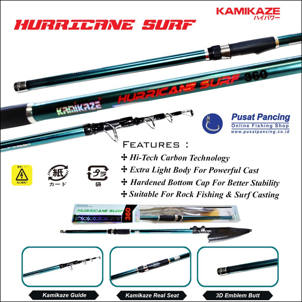 Jual PUSATPANCING5 - Joran Pancing Spinning Kamikaze Hurricane Surf ...