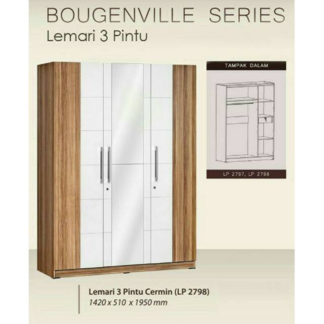 Jual Abc perabot | lemari pakaian 3 pintu 2798 | Shopee Indonesia