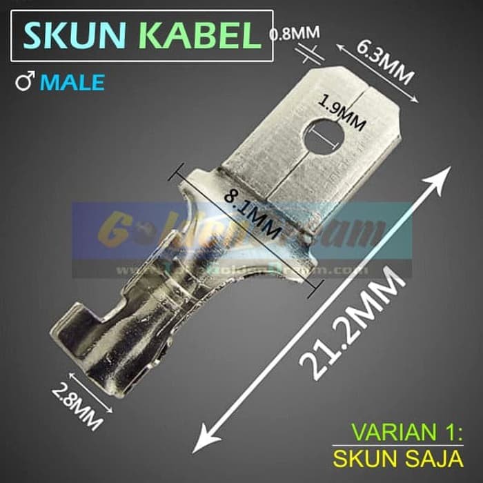 Jual Skun Kabel MALE Gepeng Wire Connector Konektor Cucuk Jantan Cowok ...