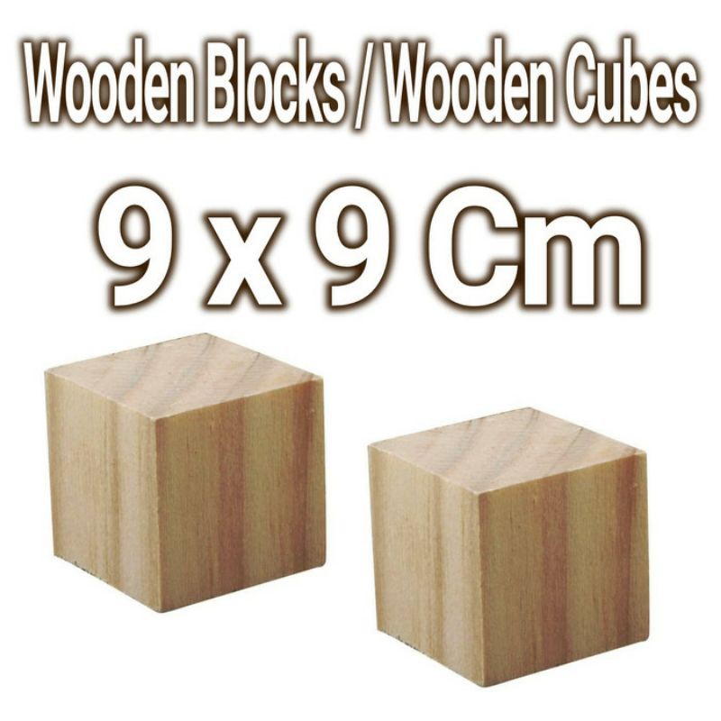 Jual Wooden Blocks 9x9cm wooden cube balok kayu kubus bahan craft ...