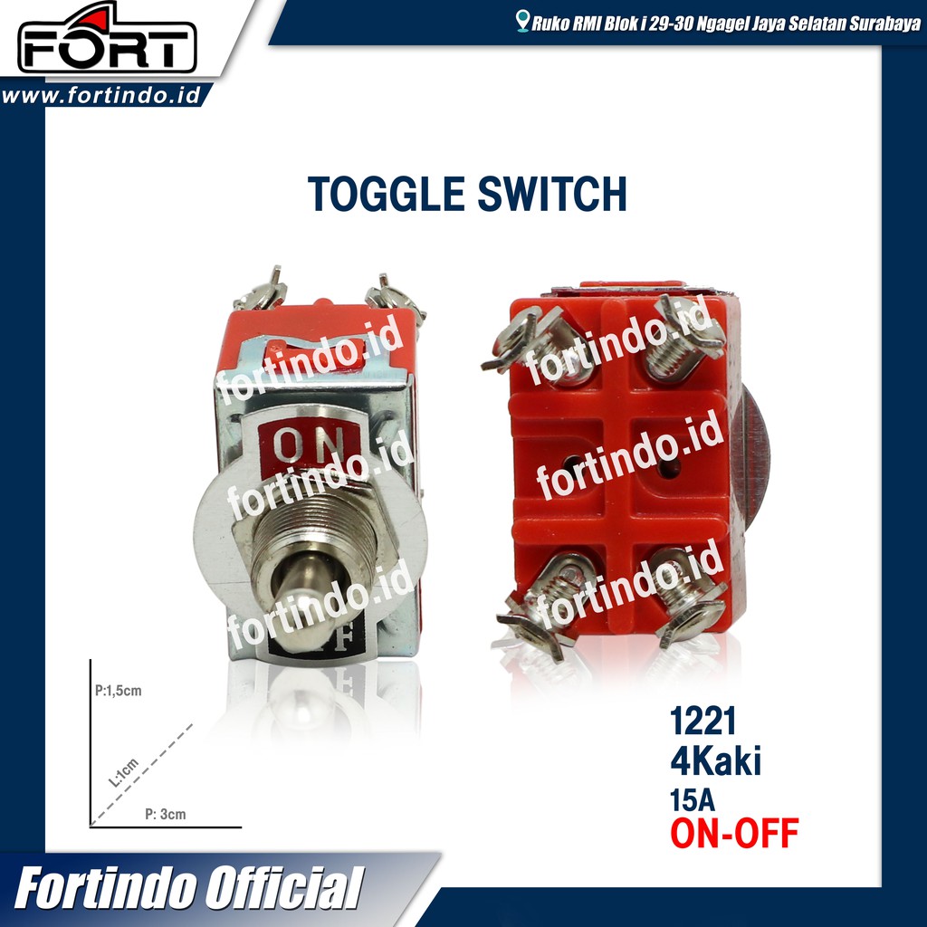 Jual Toggle Switch Saklar 1221 4 kaki 15 A ON OFF MERK FORT | Shopee ...