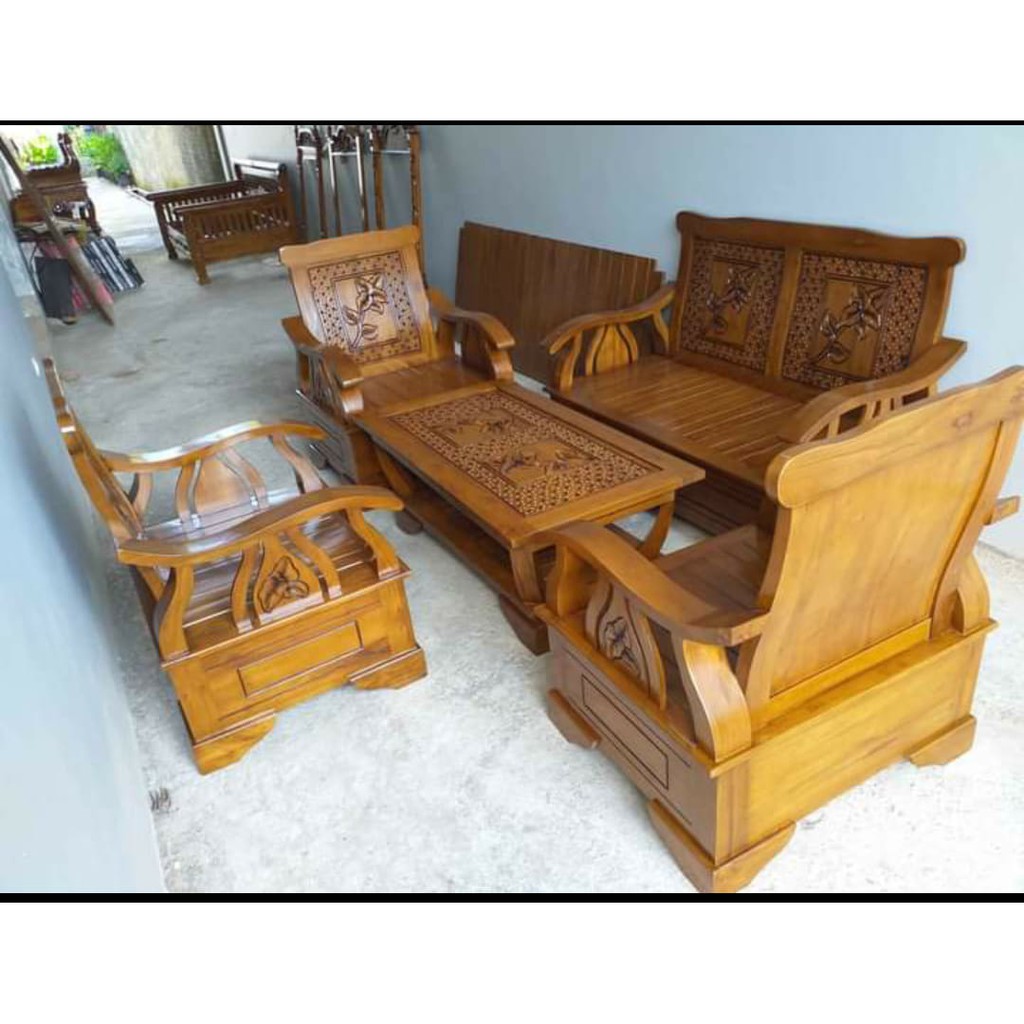 Jual Kursi Tamu minimalis kayu jati | Shopee Indonesia