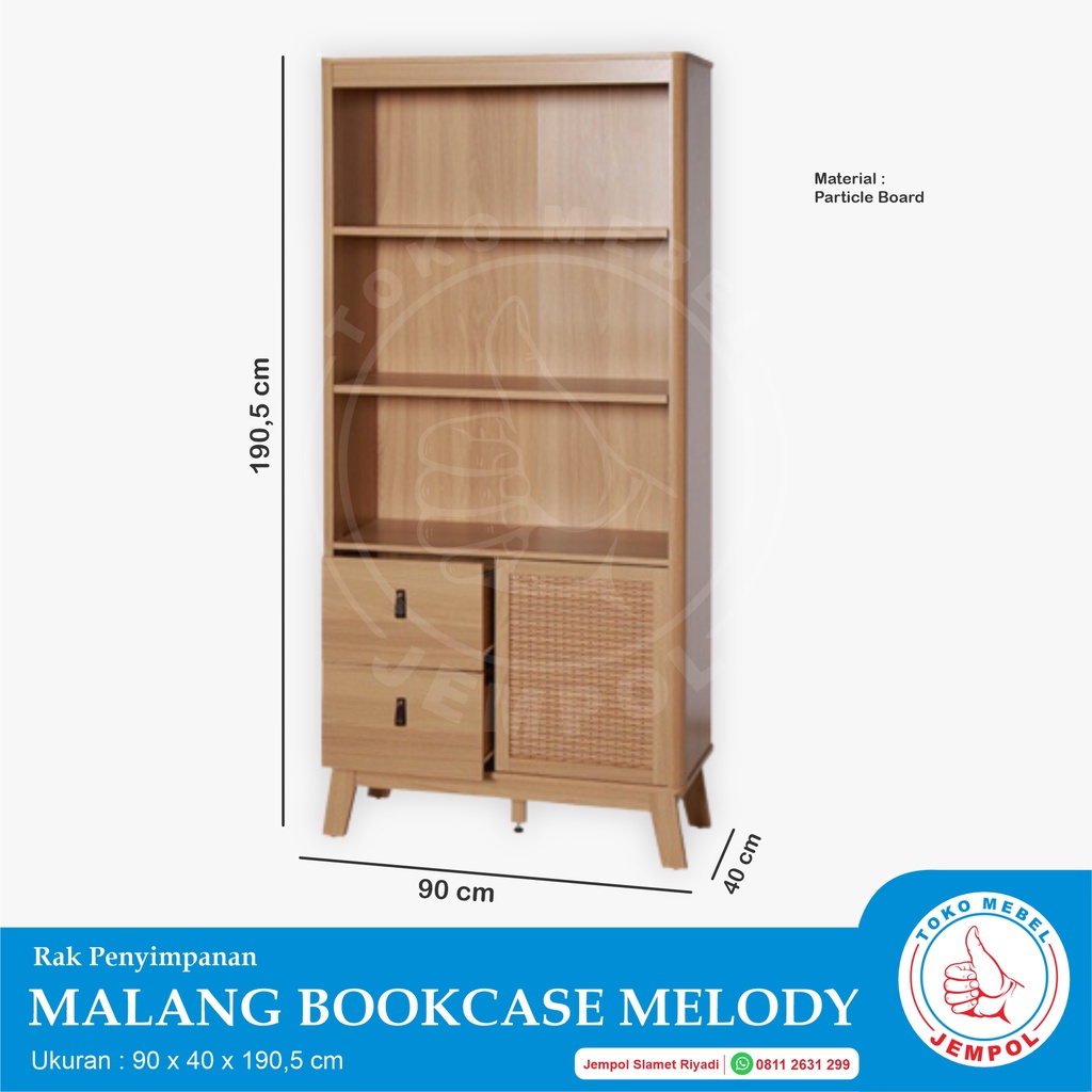 Jual Rak Serbaguna MALANG BOOKCASE BIANCO OAK MELODY/Rak Sliding ...
