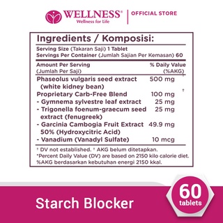 Jual Wellness Starch Blocker - 60 Tablets | Shopee Indonesia