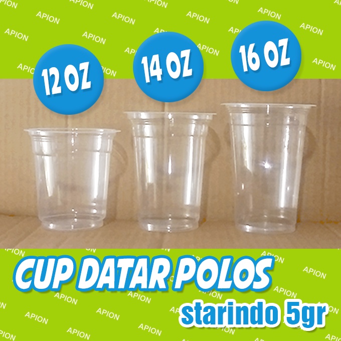 Jual CUP DATAR POLOS 5gr ( 2 PACK )16oz 14oz 12oz STARINDO Wadah Minuman | Shopee Indonesia