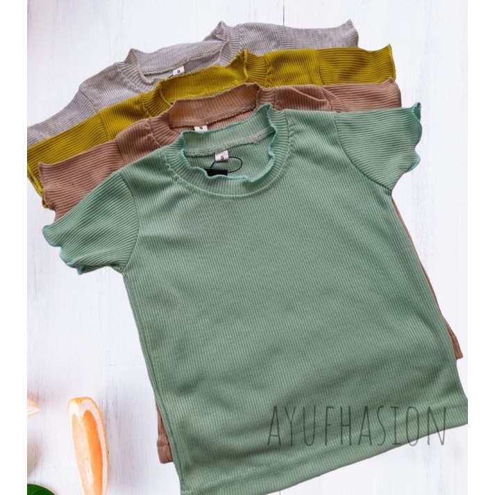 Jual kaos rib Curly tee anak/kaos rib anak/premium | Shopee Indonesia