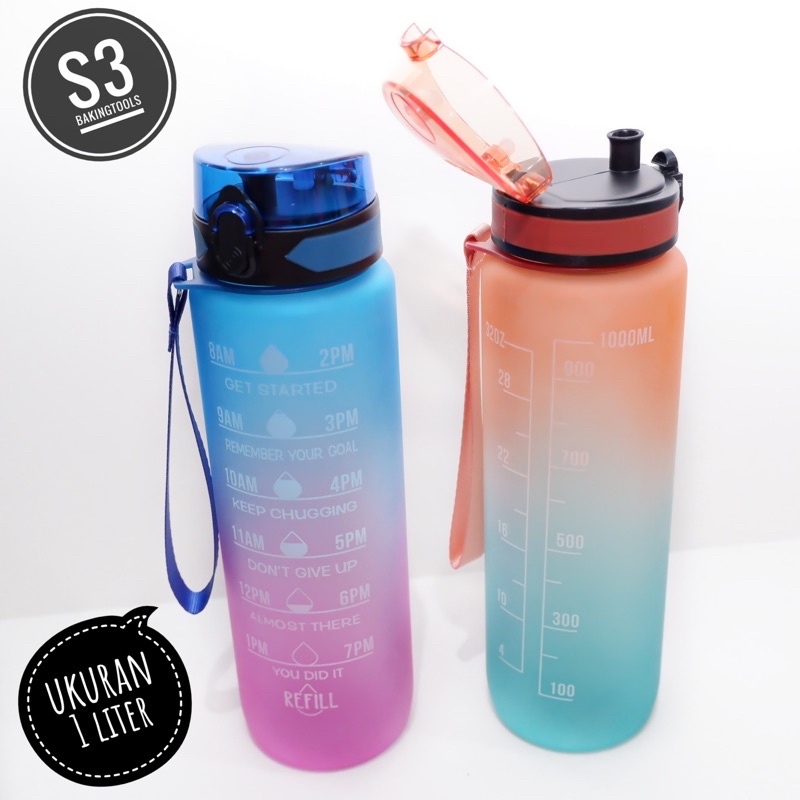 Jual Botol minum plastik 1 liter harga satuan sticker karet dan kertas ...