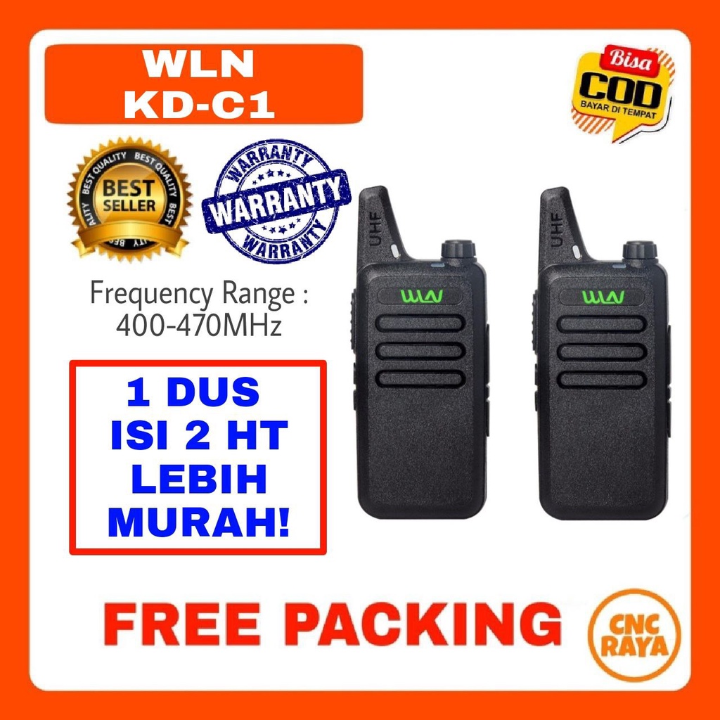 Jual HT WLN KD-C1 (1 BOX isi 2 HT) Fullset + FREE 2 Headset Walkie Talkie Handy Talky | H T W LN ...