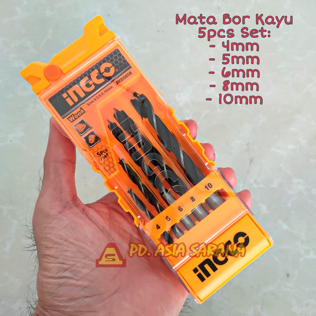 Jual Mata Bor Kayu 4-10mm Set 5pcs INGCO / Wood Drill Bits Paket ...