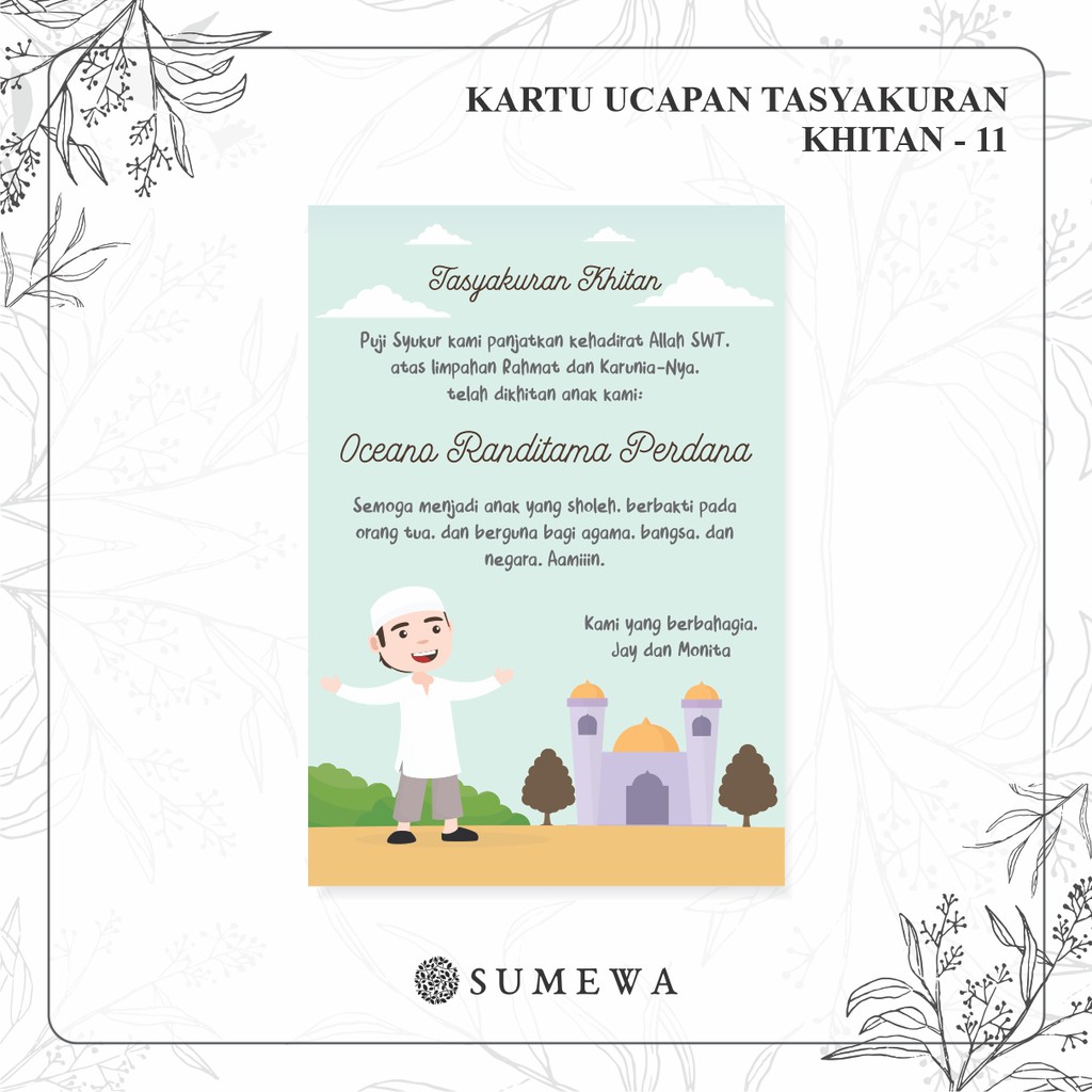 Jual Kartu Ucapan Tasyakuran Khitanan / Kartu Syukuran Khitan / Kartu ...
