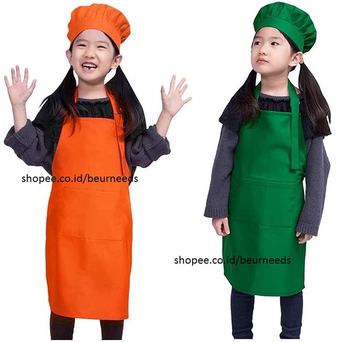 Jual TERMURAH! Paket Apron Anak DRILL Celemek Anak Drill plus Topi Koki ...