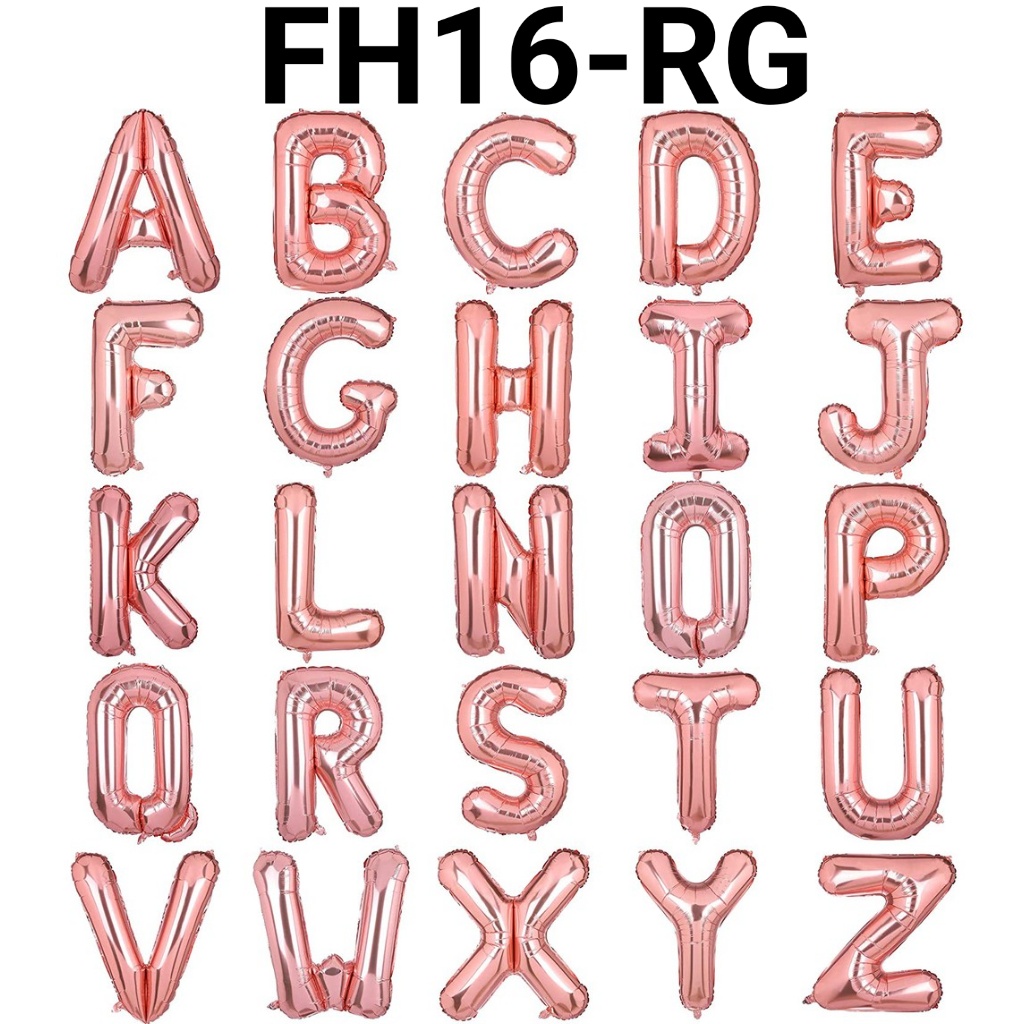Jual FH16-RG Balon foil huruf abjad nama 16 inch 40cm rosegold pink ...
