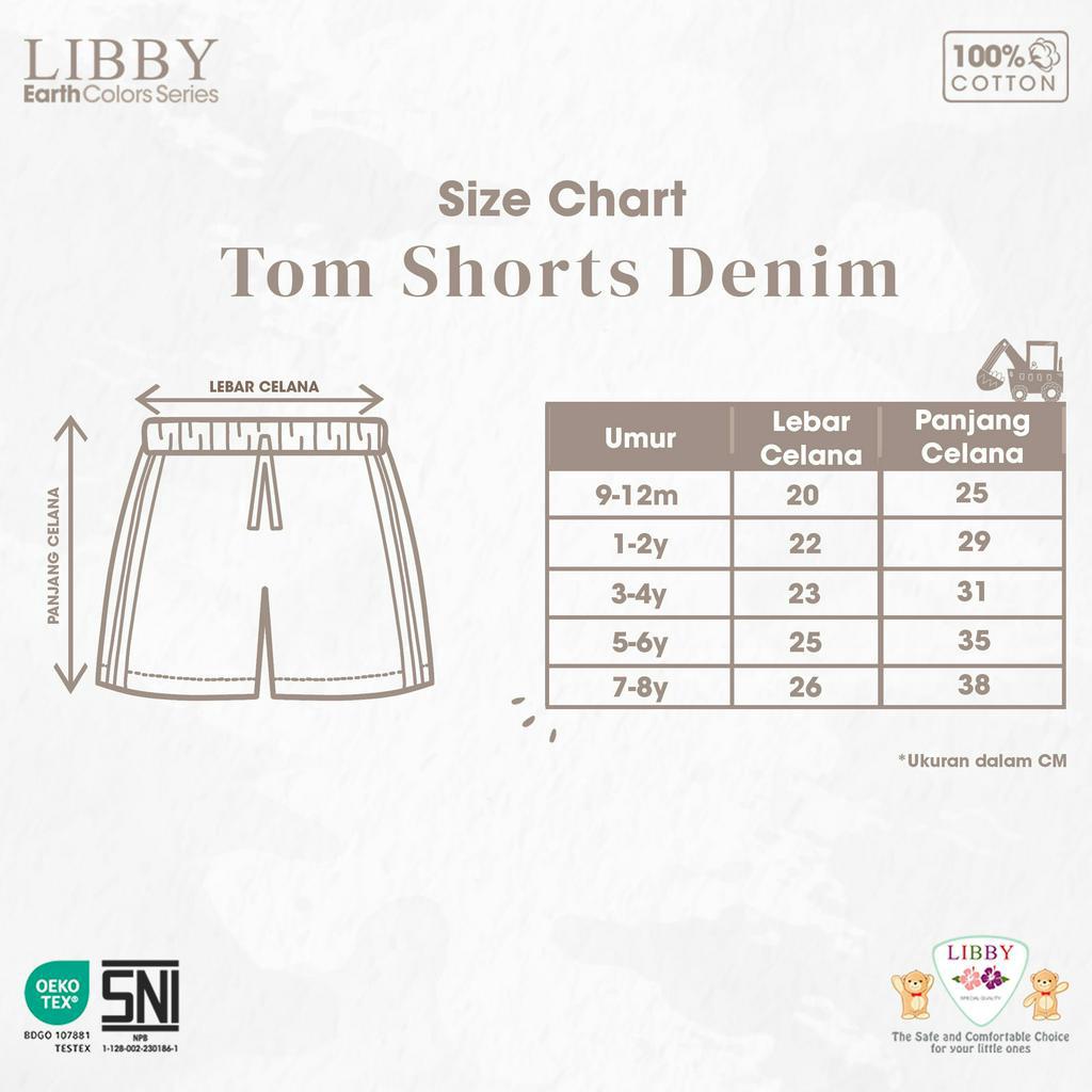 Jual LIBBY Earth Celana Pendek Katun Polos Bayi & Anak Laki-laki Tom Short Denim Boy Usia 9 ...
