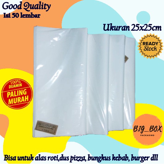 Jual Kertas Roti / Kertas Sandwich / Bungkus Kebab / Alas Pizza isi 50 ...