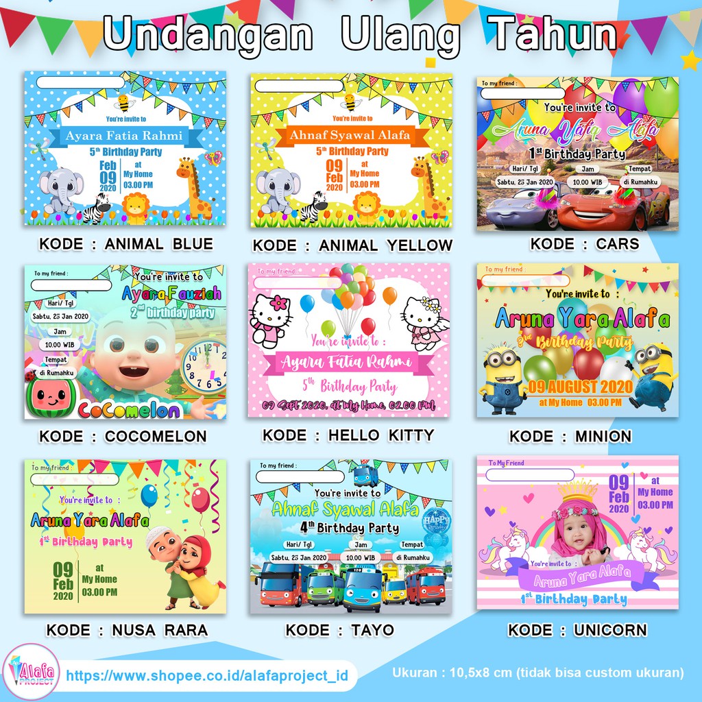 Jual Undangan Ulang Tahun Anak Undangan Karakter Undangan Ulang Tahun