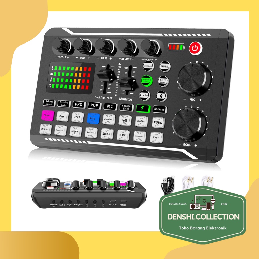 Jual Sound Card Live Broadcast Karaoke Audio Interface Bluetooth Mixer - F998 - Black | Shopee ...