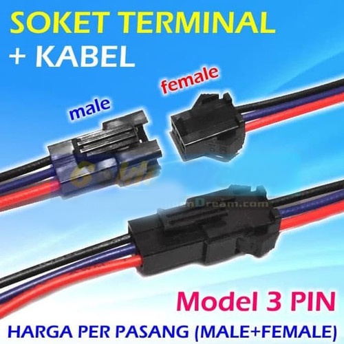 Jual A643 3P Soket Terminal Kabel Jantan Betina Konektor 3 Pin SM ...