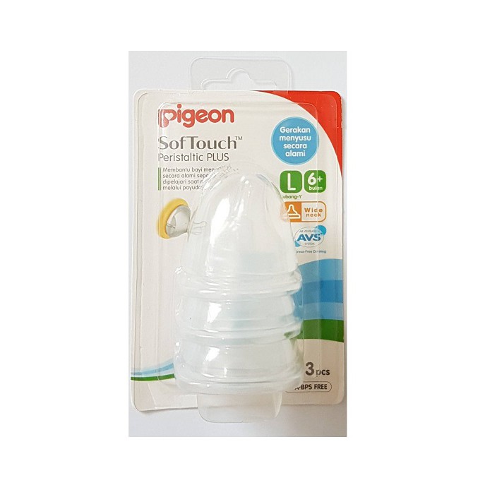 Jual Pigeon Softouch Peristaltic Plus Nipple L isi 3 pcs Wide Neck | Shopee Indonesia