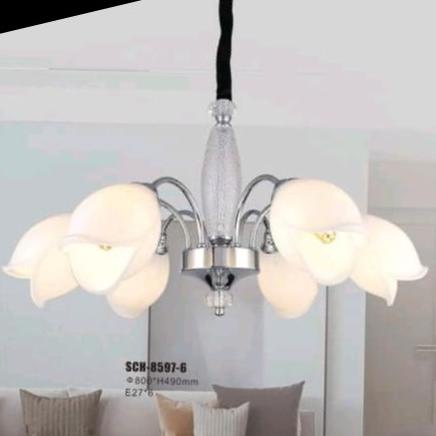 Jual Lampu Gantung Plafon Hias Ruang Tamu Minimalis Kaca Bunga Sch 8597 ...