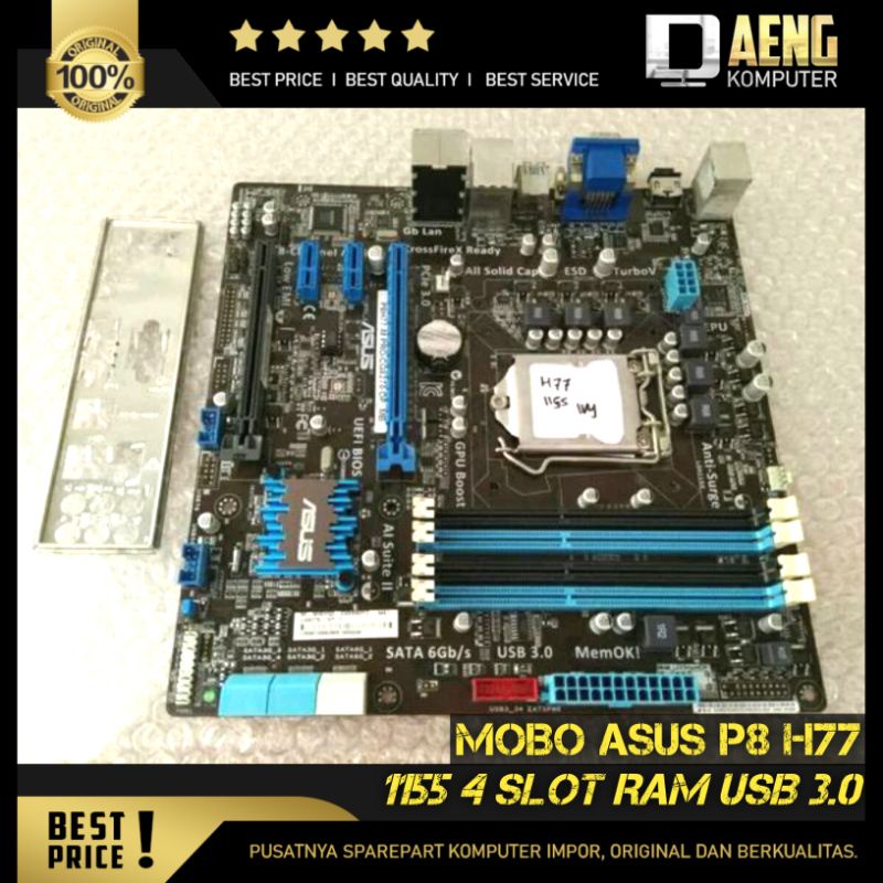 Jual Motherboard Asus P8 H77 1155 4 Slot Ram USB 3.0 original murah ...