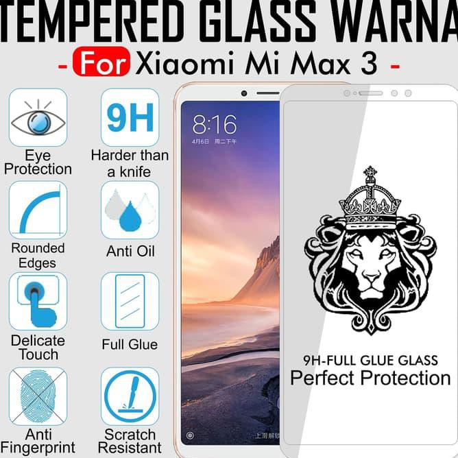 Jual Full Glue Tempered Glass Warna Xiaomi Mi Max 3 Mimax 3 Full Cover ...