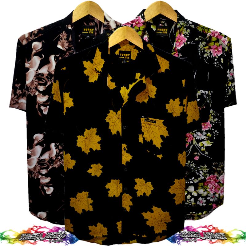 Jual Kemeja Pria Wanita Motif Bunga Kerah V / Kemeja Hawai Kemeja Pria ...