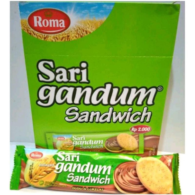 Jual Biskuit Roma Sari Gandum Sandwich Susu Coklat Kemasan Box 39gr ...