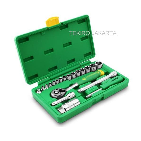 Jual Tekiro Kunci Sock - Socket Set 1/4 - 3/8 Inch 21 pcs 6 PT Box Plastik | Shopee Indonesia