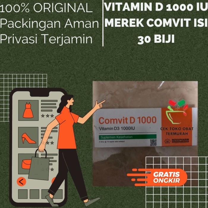 Jual Comvit VITAMIN D 1000 IU Isi 30 Tablet (PER BOX) | Shopee Indonesia