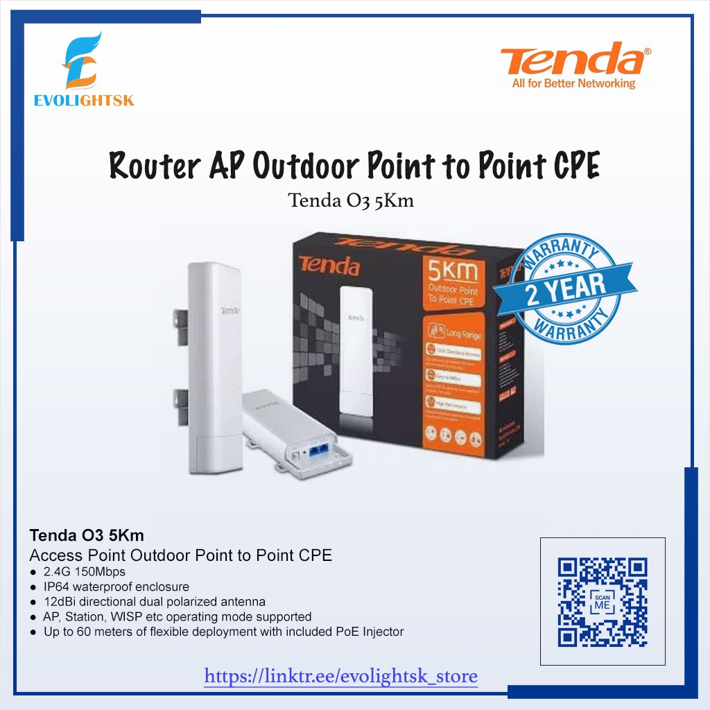Jual TENDA O3 5km Outdoor Point To Point CPE - TENDA 03 Wireless Router ...