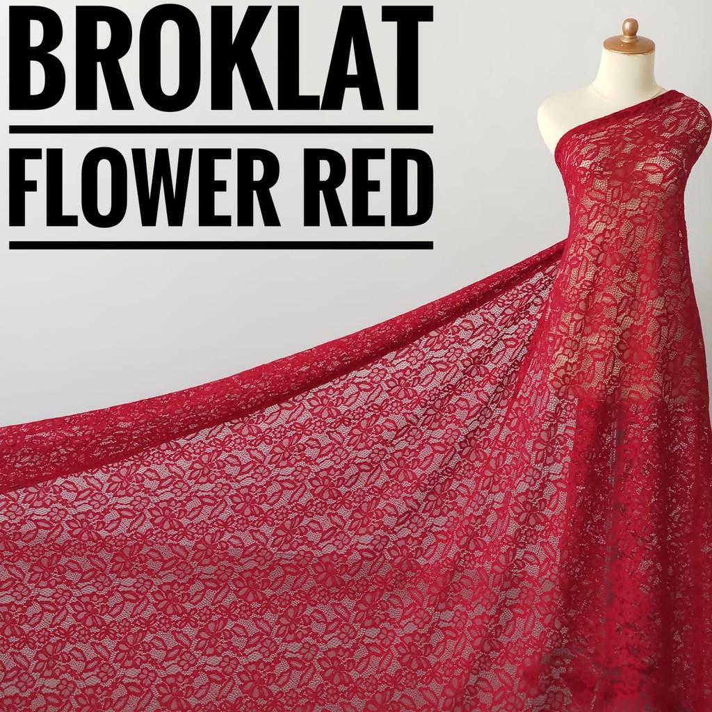 Jual LAST STOCK Kain Meteran Broklat Flower Red (0.5M) | Shopee Indonesia