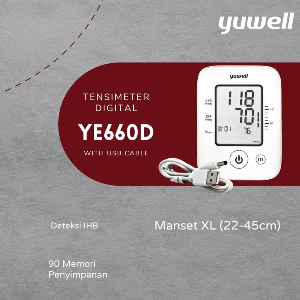 Jual Yuwell Tensimeter Digital YE660D with USB Cable | Shopee Indonesia