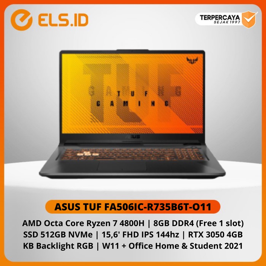 Jual Laptop Asus TUF FA506IC-R735B6T-O11 AMD Ryzen 7 4800H 8GB SSD ...
