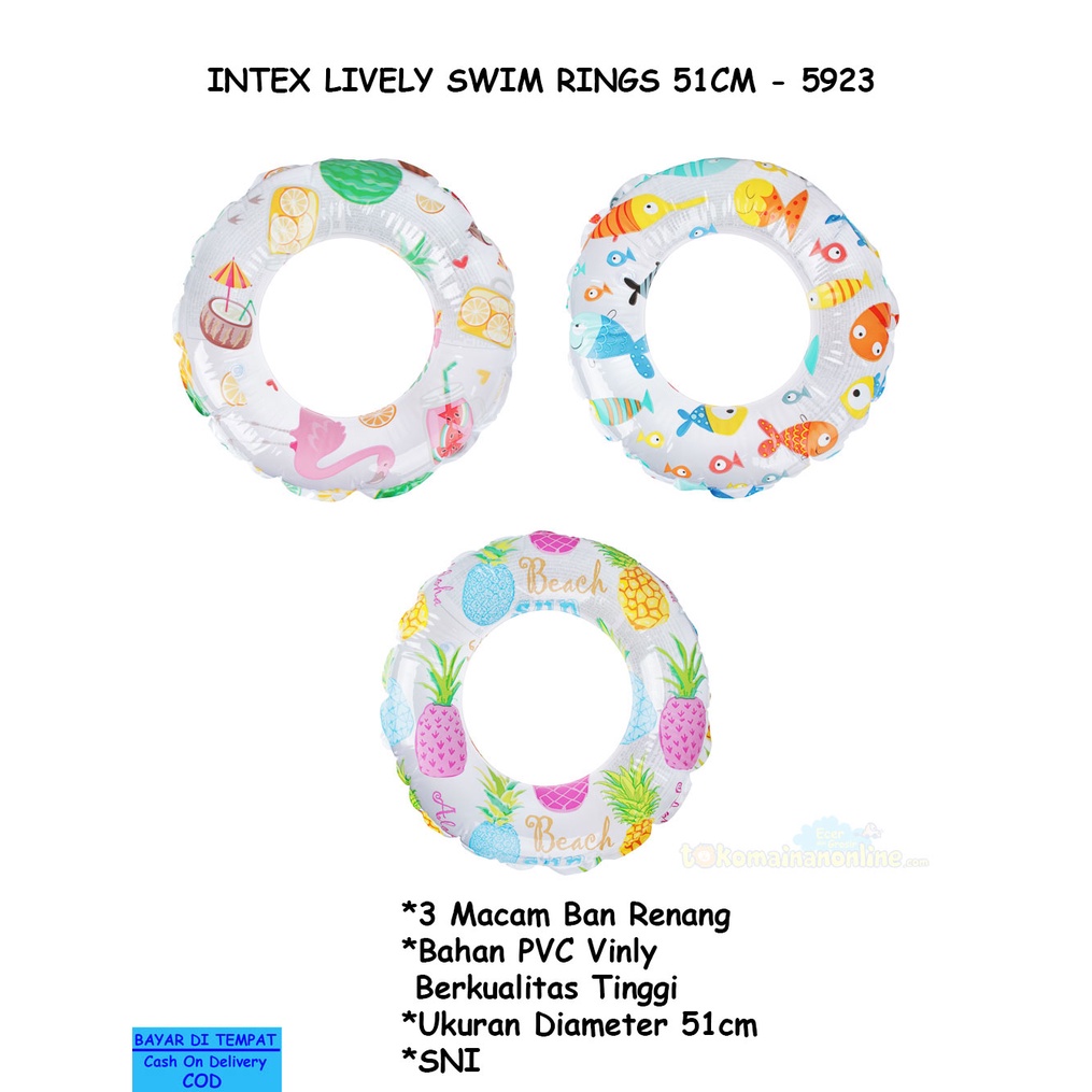 Jual Ban Renang Anak INTEX LIVELY SWIM RINGS 51CM - 59230 Pelampung ...