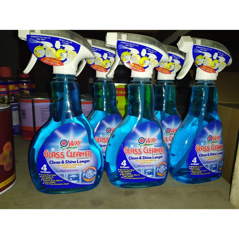 Jual YURI Glass Cleaner FOAM FRESH BLUE PEMBERSIH MINYAK KACA CERMIN ...