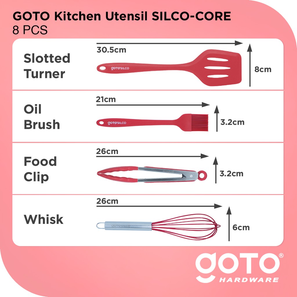 Jual Goto Silco-Core Kitchen Utensil 8in1 Spatula Set Sendok Capitan ...