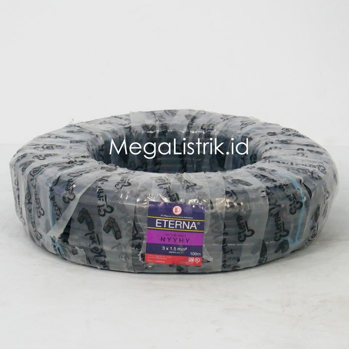 Jual ETERNA NYYHY 3X1.5 MM ( 100 METER ) / KABEL LISTRIK HITAM SERABUT TEMBAGA NYY HY 3 X 1.5 MM ...